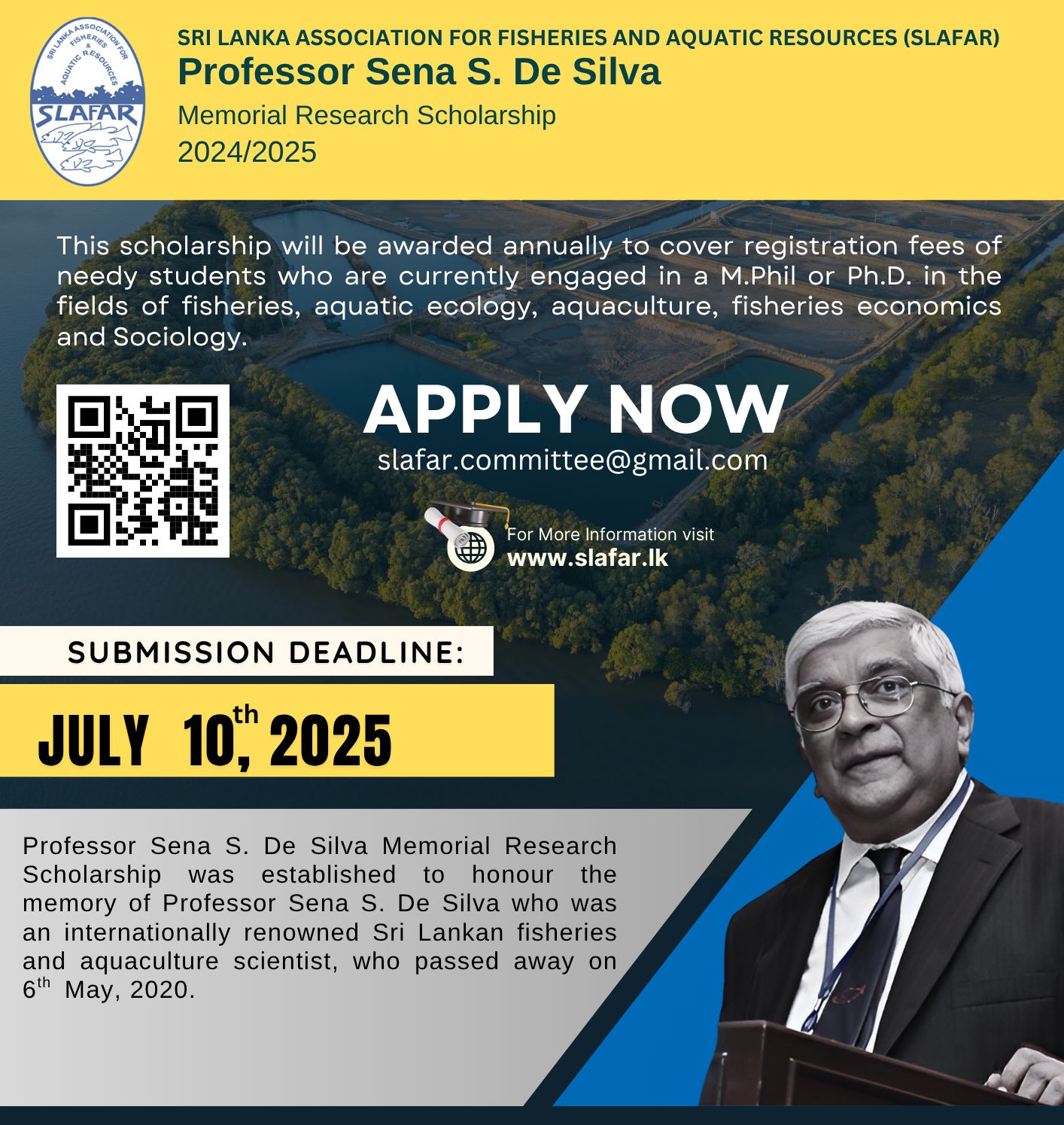 Professor Sena S. De Silva Memorial Research Scholarship 2024/2025 – SLAFAR